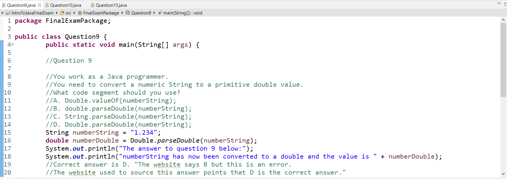 Beginning Java Final Exam and Final Project Samples